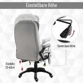 Masážní kancelářské křeslo Vinsetto ergonomické výškově nastavitelné s PU kolečky v šedé barvě pro pohodlnou práci a relaxaci | Aosom.de