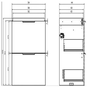 Cersanit Malika, závěsná umyvadlová skříňka 594x450x551 mm, dub, S598-045-DSM