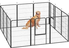 PawHut Playpen pro štěňata s 12 panely 68x100 cm - Dveře, kolíky do země, flexibilní, skládací ochranný kryt - Volný prostor, 100 cm vysoký | Aosom