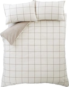Krémové/taupe flanelové povlečení na dvoulůžko 200x200 cm Brushed Regal Check – Bianca