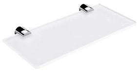 Polička do koupelny na mobil a drobnosti skleněná, sklo bílé extra čiré matné, úchyty chrom, 20 cm NIMCO BORMO BR 11091B-20-26
