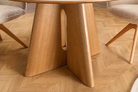 Kulatý keramický jídelní stůl Yenibeth 120 cm bílý mramor / dub