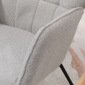 HOMCOM Houpací křeslo Akcentní křeslo do obývacího pokoje Relaxační křeslo, nosnost do 120 kg, berberské rouno, světle šedá 71 x 92 x 101 cm