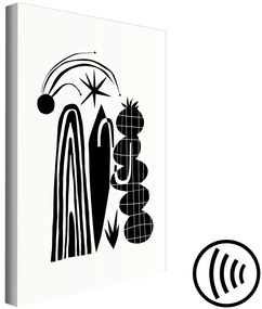 Obraz Abstraktní kompozice - černé a bílé oblouky a rostlinné tvary