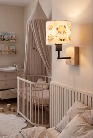 Brilagi - Nástěnná lampa BOBO WOOD 1xE27/25W/230V dub/černá/bílá/medvídci