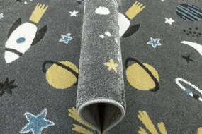 Metrážový koberec Lima C276A rakety / vesmír, šedý / krémový