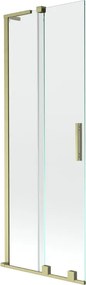 Mexen Velar L, 2-křídlová posuvná vanová zástěna 75 x 150 cm, 8mm čiré sklo, zlatý matný profil, 896-075-003-01-55