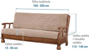 Super strečové potahy NIAGARA oříšková trojkřeslo s dřevěnými rukojeťmi (š. 160 - 200 cm)