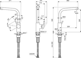 Ideal Standard Ceralife chrom / Dřezová baterie / Easy Fix+ / SmartShi