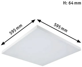Paulmann 79906 Velora, bílý subtilní stropní LED panel Rainbow dynamic RGBW, 31W LED 3000-6500K, 59x59cm, dálkové ovládání