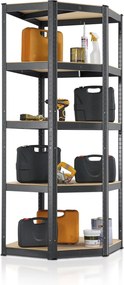 Juskys Rohový kovový regál Corner Basic 180 × 70 × 40 cm Barva: šedá