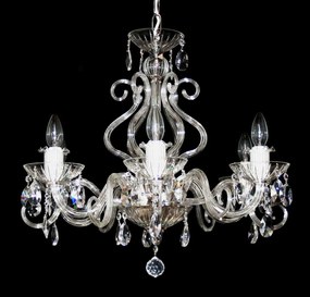 6 Arms Silver crystal chamdelier with glass horns &amp; cut crystal almonds