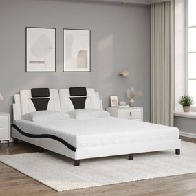 Postel Viana s matrací bílá a černá 160 x 200 cm umělá kůže 3208809