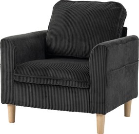 HOMCOM sametové křeslo do obývacího pokoje, čalouněné jednosedačkové křeslo, široké sedadlo, polštář s pružinovým jádrem, 83x74x87 cm, tmavě šedé