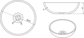 SAPHO PRIORI keramické retro umyvadlo na desku, Ø 41 cm, modrá/šedá PI020
