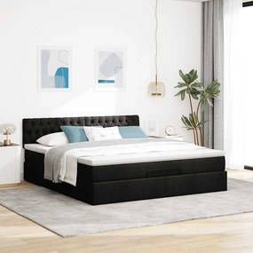 Osmanský rám postele s matrací černá 160x200cm textil 3311555
