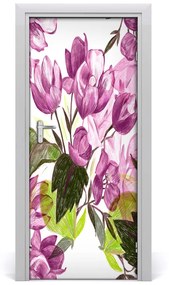 Samolepící fototapeta na dveře fialové květiny 75x205 cm