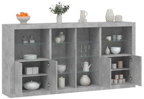 Příborník s LED osvětlením betonově šedý 202 x 37 x 100 cm 3209187