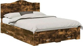 Rám postele s čelo Kouřový dub 140 x 190 cm Kompozitní dřevo 3413607