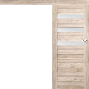 posuvné interiérové dveře na stěnu vasco doors MALAGA model 4 Průchozí rozměr: 70 x 197 cm, Orientace dveří: Levé dveře, Dekor: Dub Santa