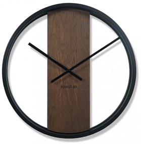 Dřevěné hnědé nástěnné hodiny o průměru 50cm