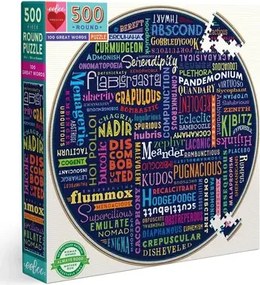 EEBOO Kulaté puzzle 100 skvělých slov / 500 dílků / průměr 58,5 cm
