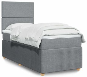 Box spring postel s matrací světle šedá 90x190 cm textil 3291904