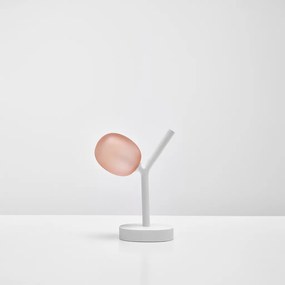 Přenosná lampička v organickém designu Ivy Battery Dekor: Světle růžové sklo