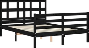 vidaXL Rám postele s čelem 120 x 200 cm masivní dřevo [3194828] Barva: Černá