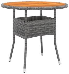 310609 vidaXL Zahradní stůl Ø 80 x 75 cm akáciové dřevo a polyratan šedý