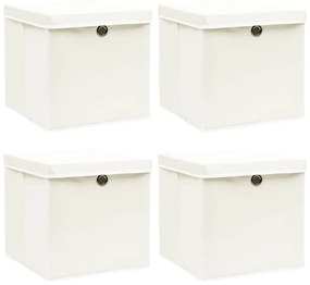 Úložné boxy s víky 4 ks bílé 32 x 32 x 32 cm textil 288350