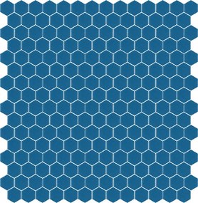Hisbalit Skleněná mozaika modrá Mozaika 240B SATINATO hexagony 2,3x2,6 (33,33x33,33) cm - HEX240BLH