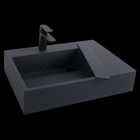 Rea Archi, umyvadlo na desku z konglomerátu 750x430x140 mm, levá verze, šedá matná, REA-U4303