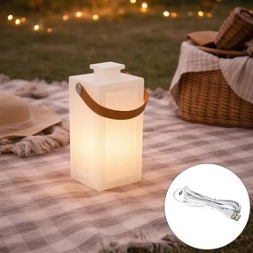 Moderní stolní lampa bílá efekt plamene dobíjecí IP44 - Stard
