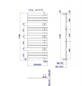 Hopa POP STAR 500 x 1820 mm RADPOP501835 koupelnový radiátor