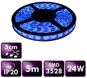 ECOLIGHT LED pásek - SMD 2835 - 5m - 60LED/m - 4,8W/m - modrý - IP20 - s konektorem