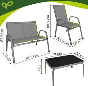 Zahradní nábytek pohovka, 2 křesla, stůl – šedý