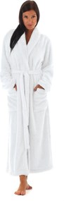 Župan unisex huňatý Jack/Lilly bílý s kapucí mikroplyš 21 20 0100 - M