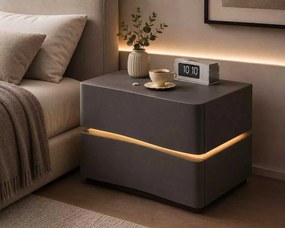 LuxuryForm DESIGN Noční stolek ALVA s LED osvětlením – tmavě šedý