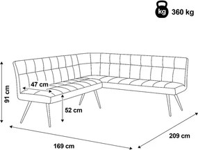 Autronic Rohová jídelní lavice DCL-D1950 209x169 cm Barva potahu: Šedá