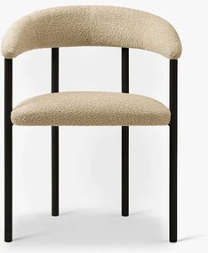 Černé/krémové čalouněné jídelní křeslo s područkami Lea – Micadoni