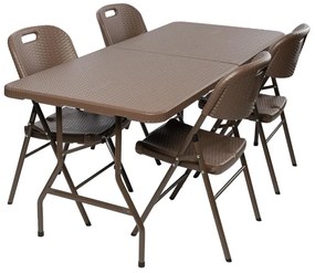 Zahradní set RATTAN - STŮL 180x76 PŮL + 4x ŽIDLE