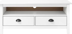 TV stolek Hill bílý 110 x 40 x 47 cm masivní borové dřevo 288924