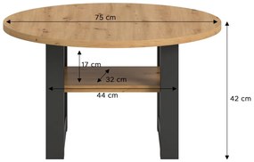 Kulatý konferenční stolek Seattle, dub artisan/antracit