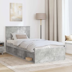 Rám postele s čelo Betonově šedá 100 x 200 cm Kompozitní dřevo 3407916