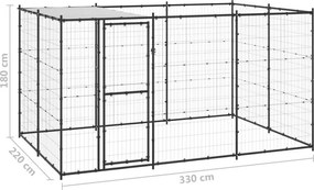 vidaXL Venkovní psí kotec se střechou pozinkovaná ocel 7,26 m² [3082293] Barva: Stříbrná