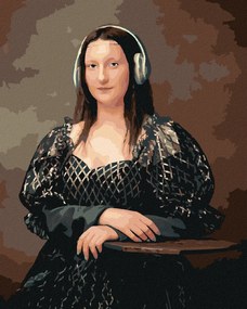 zuty zuty - malování podle čísel - mona lisa se sluchátky, 40x50 cm, plátno