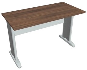 Stůl pracovní rovný 120 cm hl. 60 cm - Hobis Cross CE 1200 Dekor stolové desky: ořech, Dekor lamino podnože: šedá, Barva nohou: Stříbrná