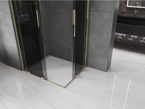 Mexen Velar Duo, sprchový kout s posuvnými dveřmi 90 x 80 cm, 8mm šedé sklo, zlatá lesklá, 871-090-080-42-50