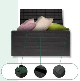 Prosperplast Zahradní úložný box WOODEBOX, 280L, 120x46x57cm, antracitová